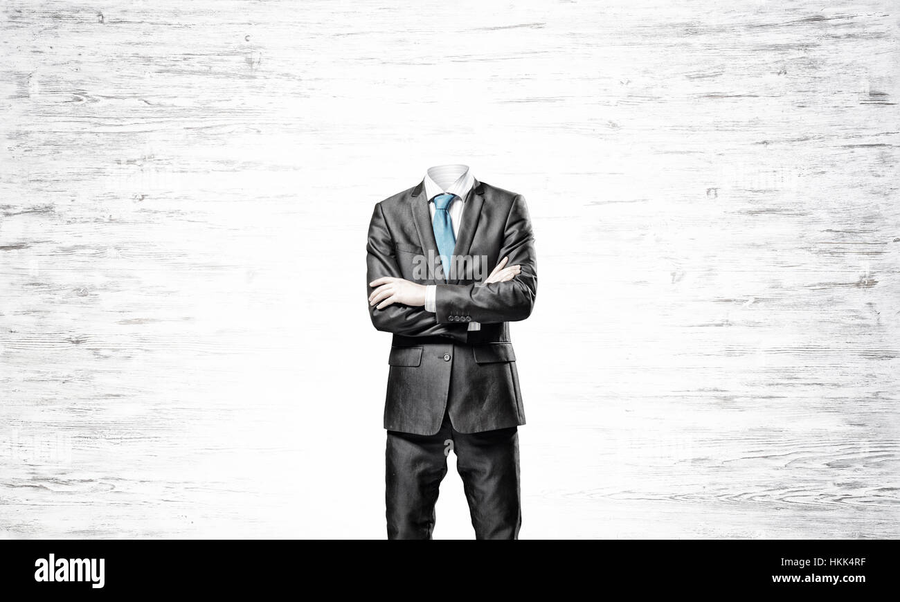 Businessman without head Stock Photo - Alamy