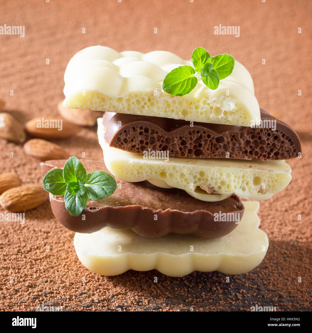 Chocolate bubbles mix. Chocolate background. Chocolate a tower bubbles ...