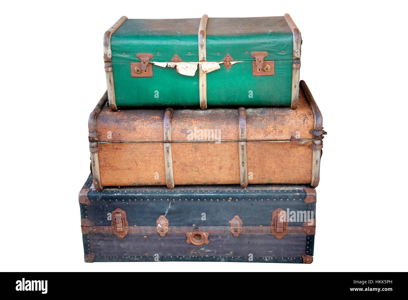 Stack of Vintage Suitcases Isolated on White Background Stock Photo - Alamy