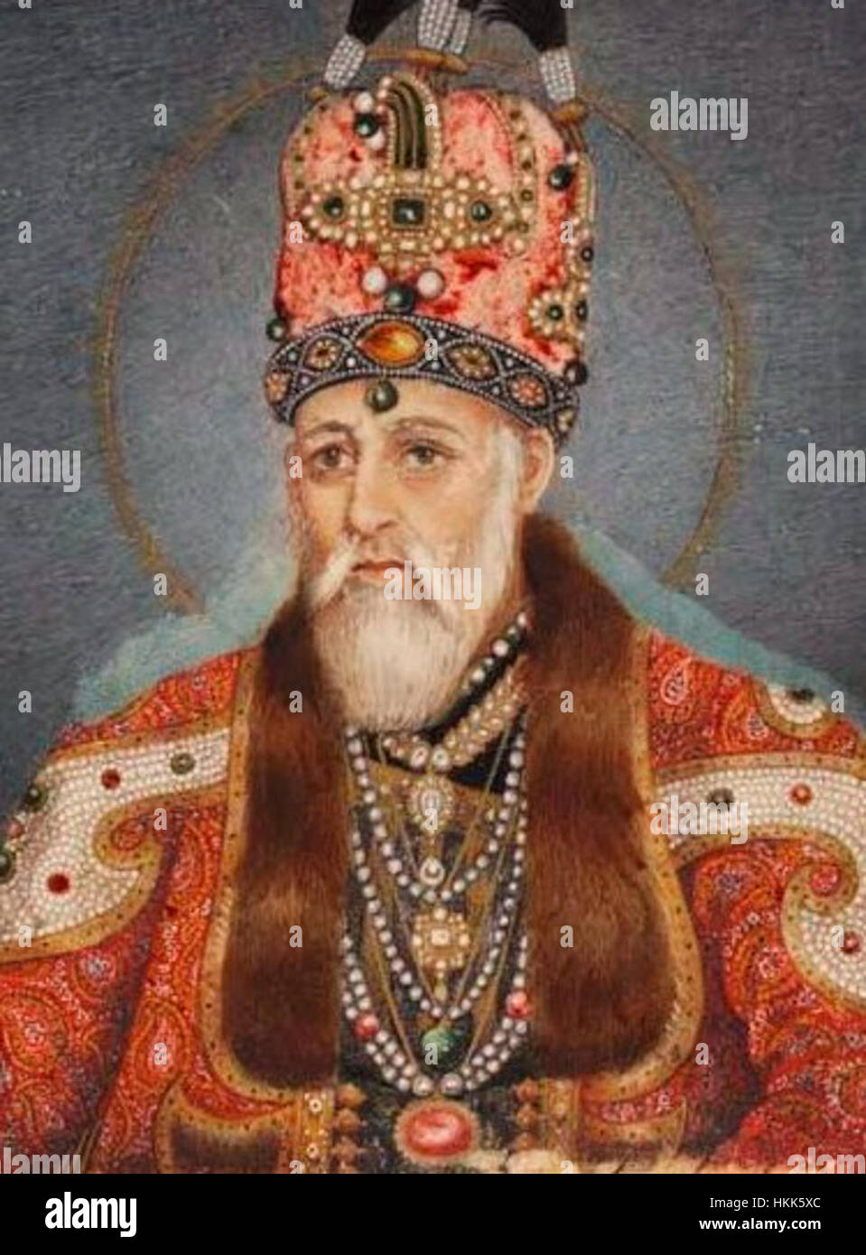 This painting of Akbar Shah II, the Mughal Emperor, presents a detailed ...