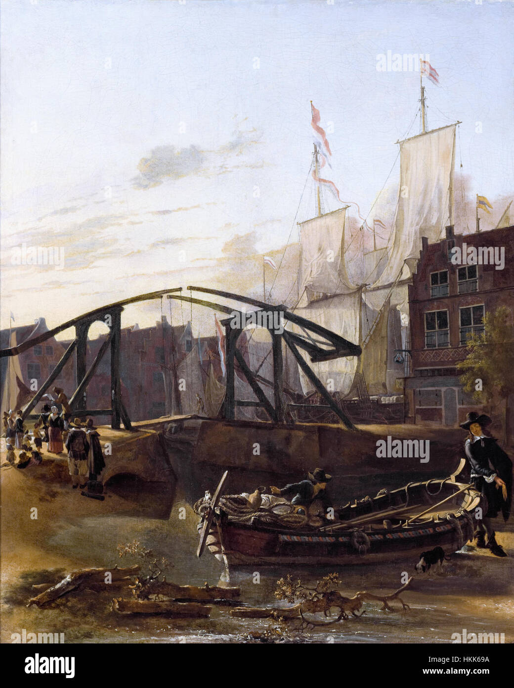 'View of a Harbour in Schiedam' by Adam Pijnacker, an oil painting ...