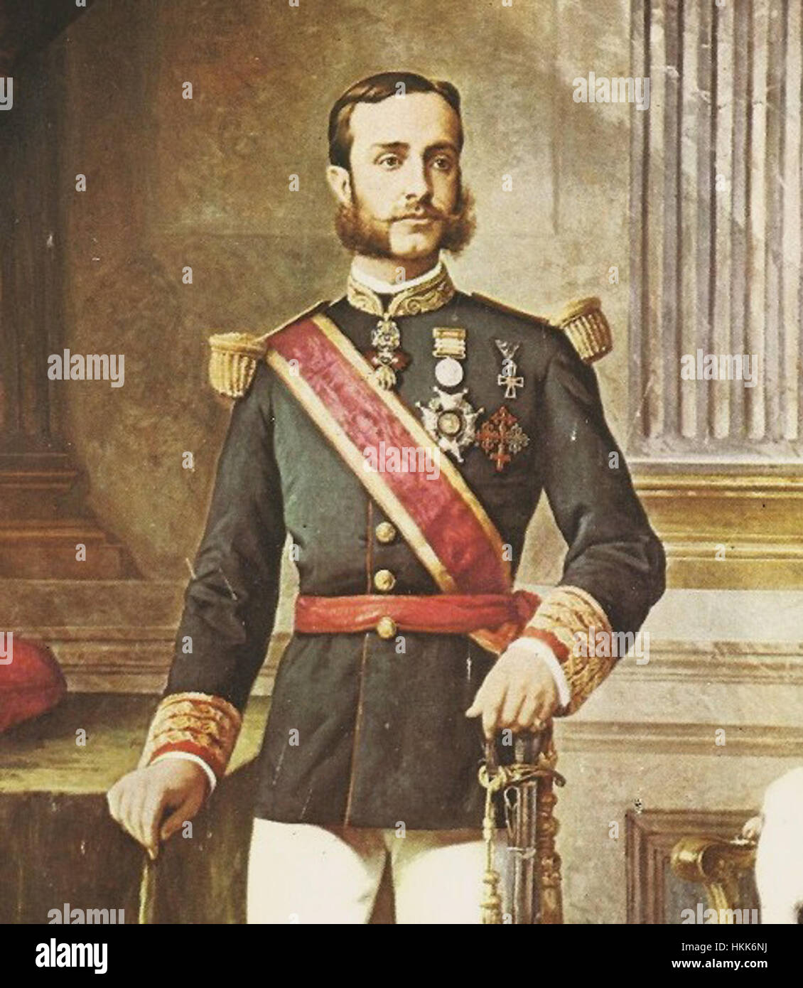 The portrait of Alfonso XII of Spain, painted in the 19th century ...