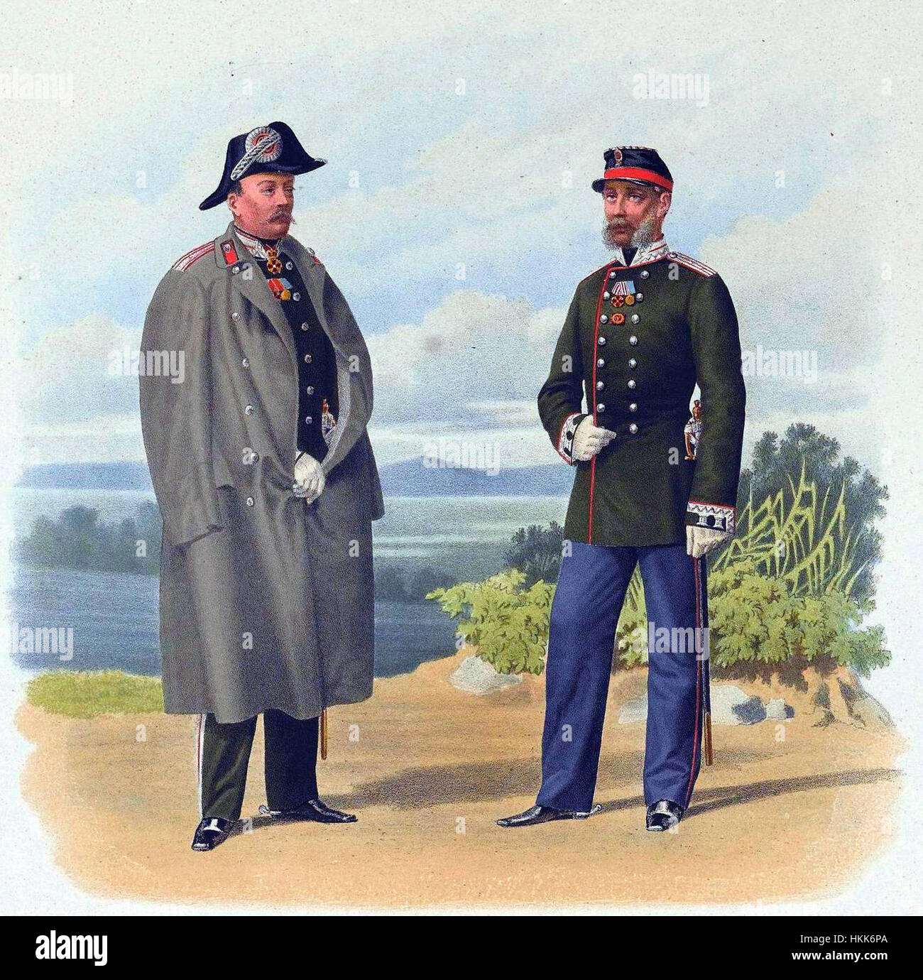 This artwork depicts the evolution of uniforms and armament of the ...