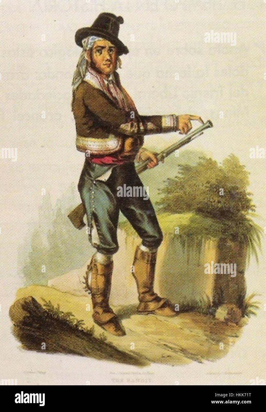 A painting depicting a Bandolero, the iconic Spanish outlaw of the 17th ...