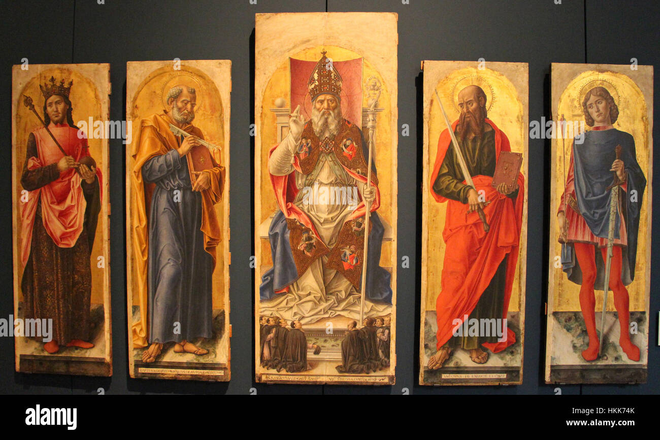 This painting by Bartolomeo Vivarini, titled 'St. Ambrogio Benedicente ...