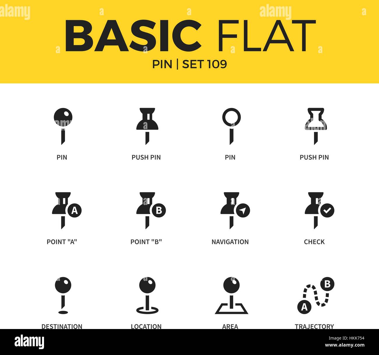 Basic set of pin icons Stock Vector Image & Art - Alamy