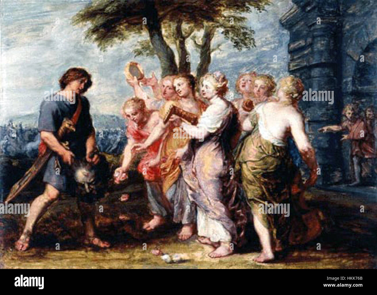 'The Triumph of David,' painted by Jan van den Hoecke around 1635, depicts the biblical figure ...