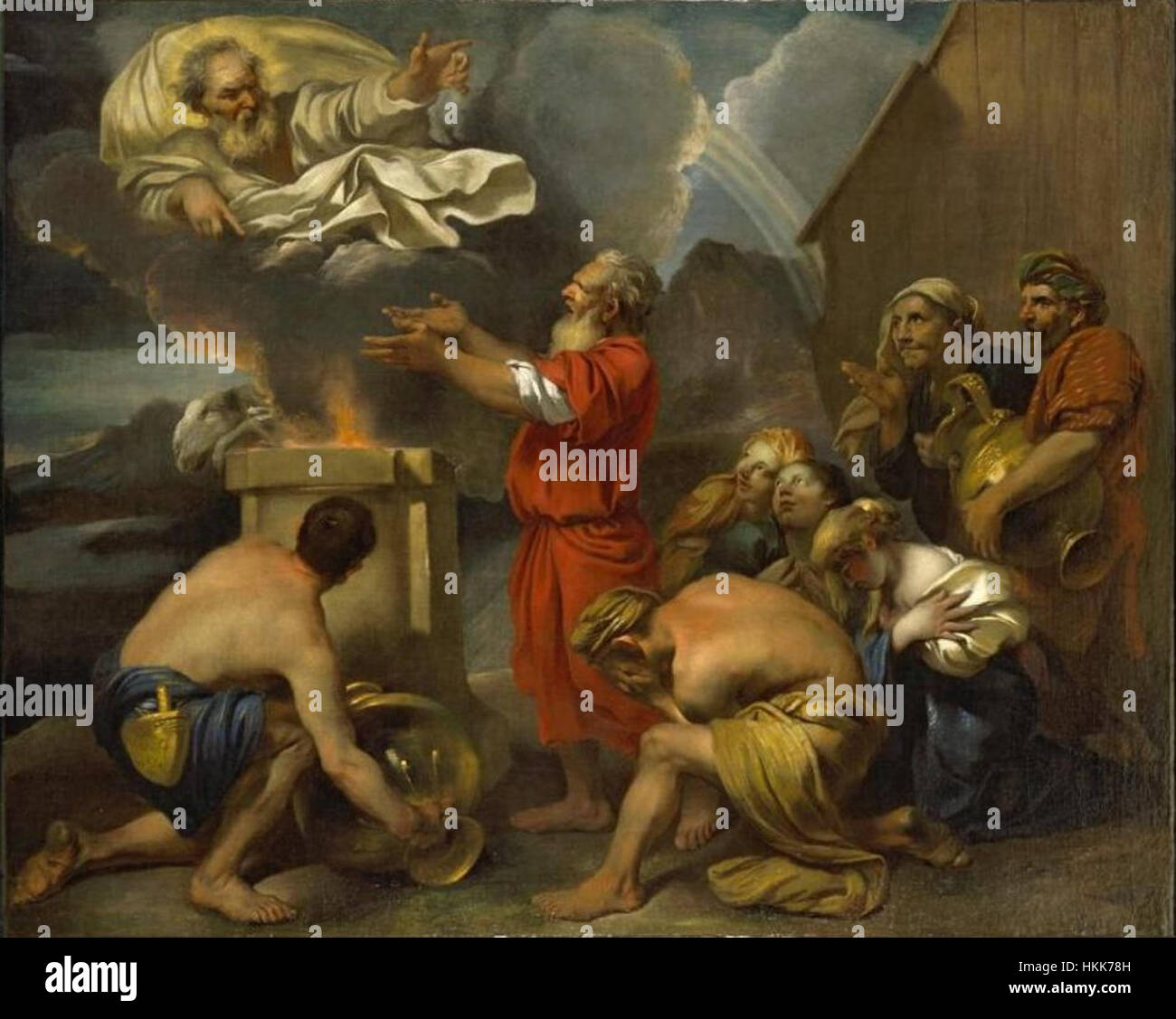 'Noah's Offering' by Francesco Castiglione is an oil painting depicting ...