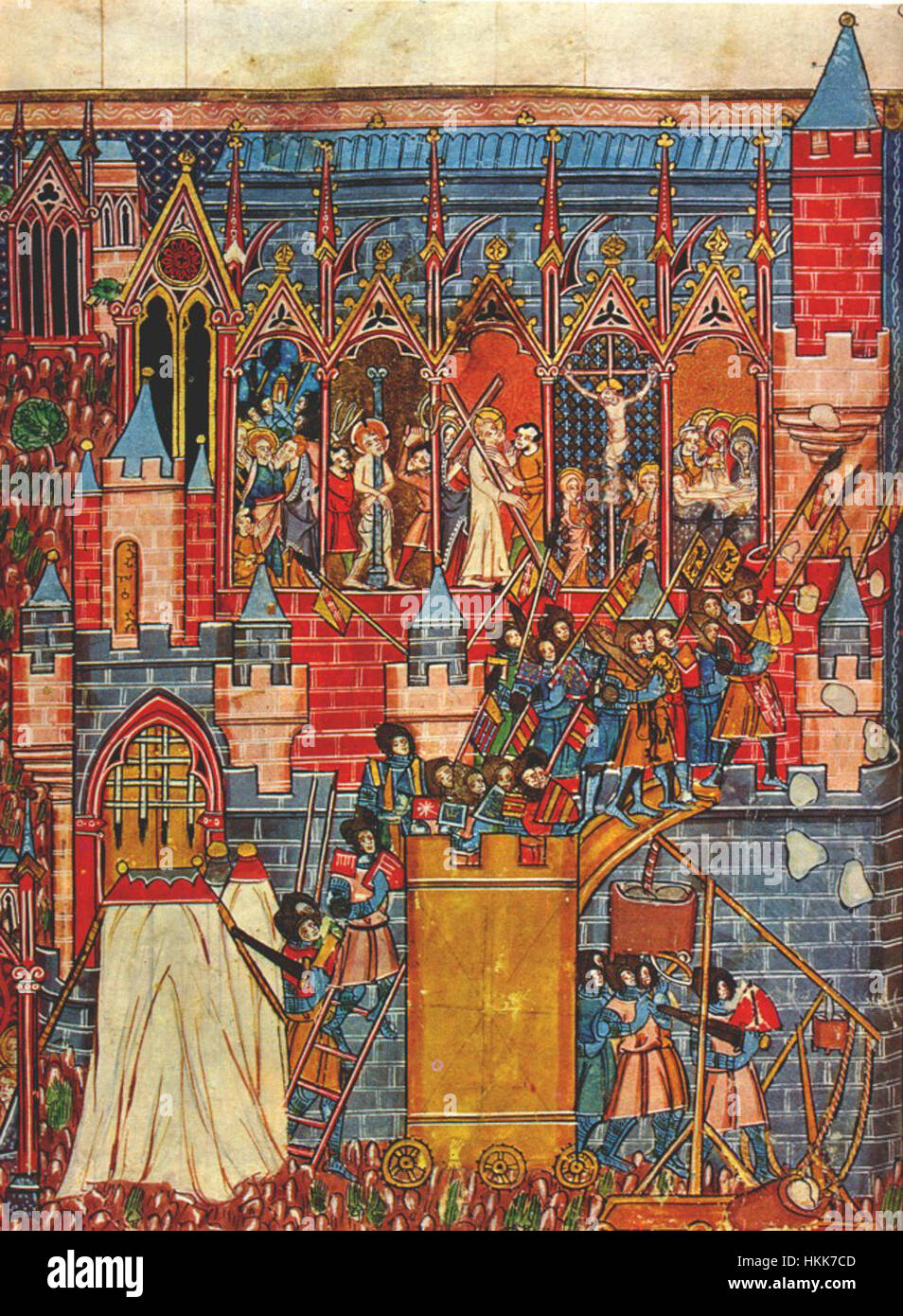 This artwork depicts the Siege of Jerusalem in 1099 during the First ...