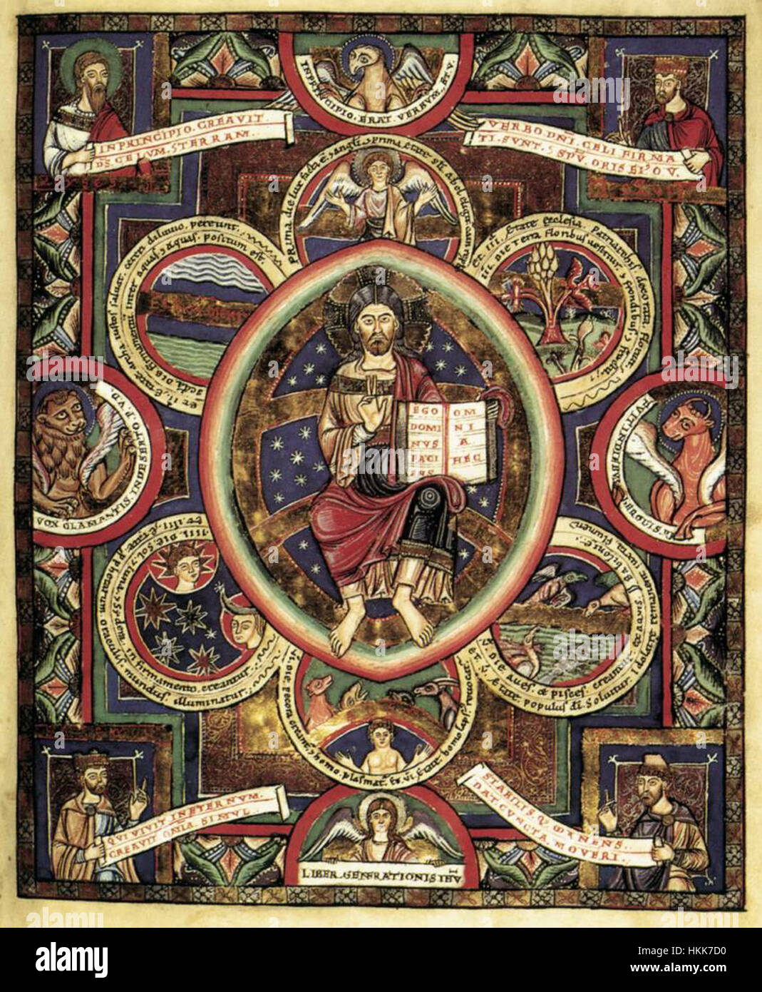 This image shows a manuscript illustration from the Gospels of Henry ...