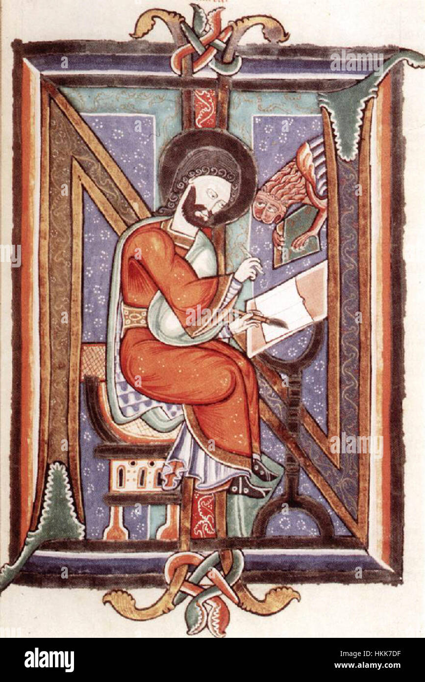 The 'Evangeliarum' manuscript, created by 12th-century painters, is a ...