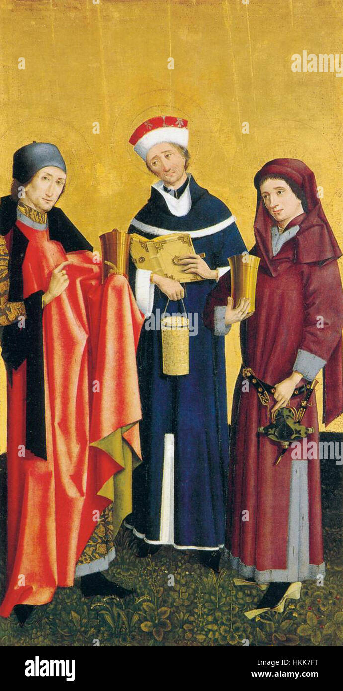 This painting, attributed to 15th-century unknown painters, depicts ...