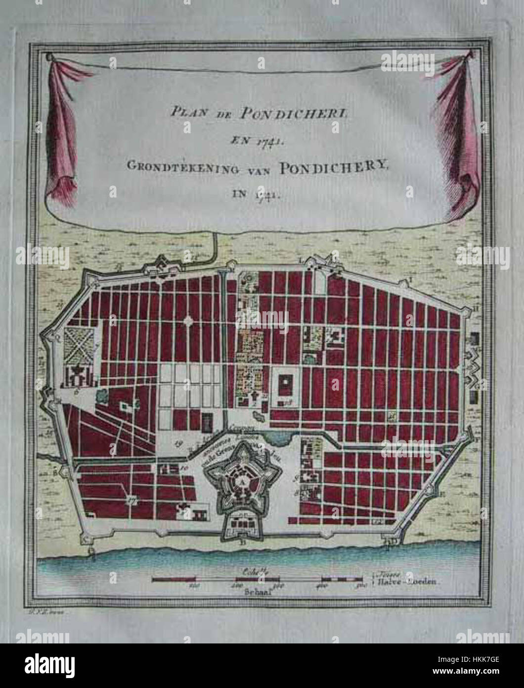 Bellin's plan of Pondicherry, a copperplate engraving, provides a ...