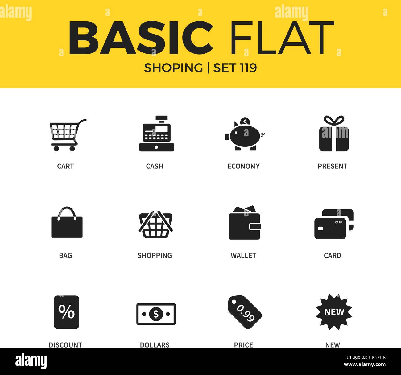Basic set of Shopping icons Stock Vector Image & Art - Alamy