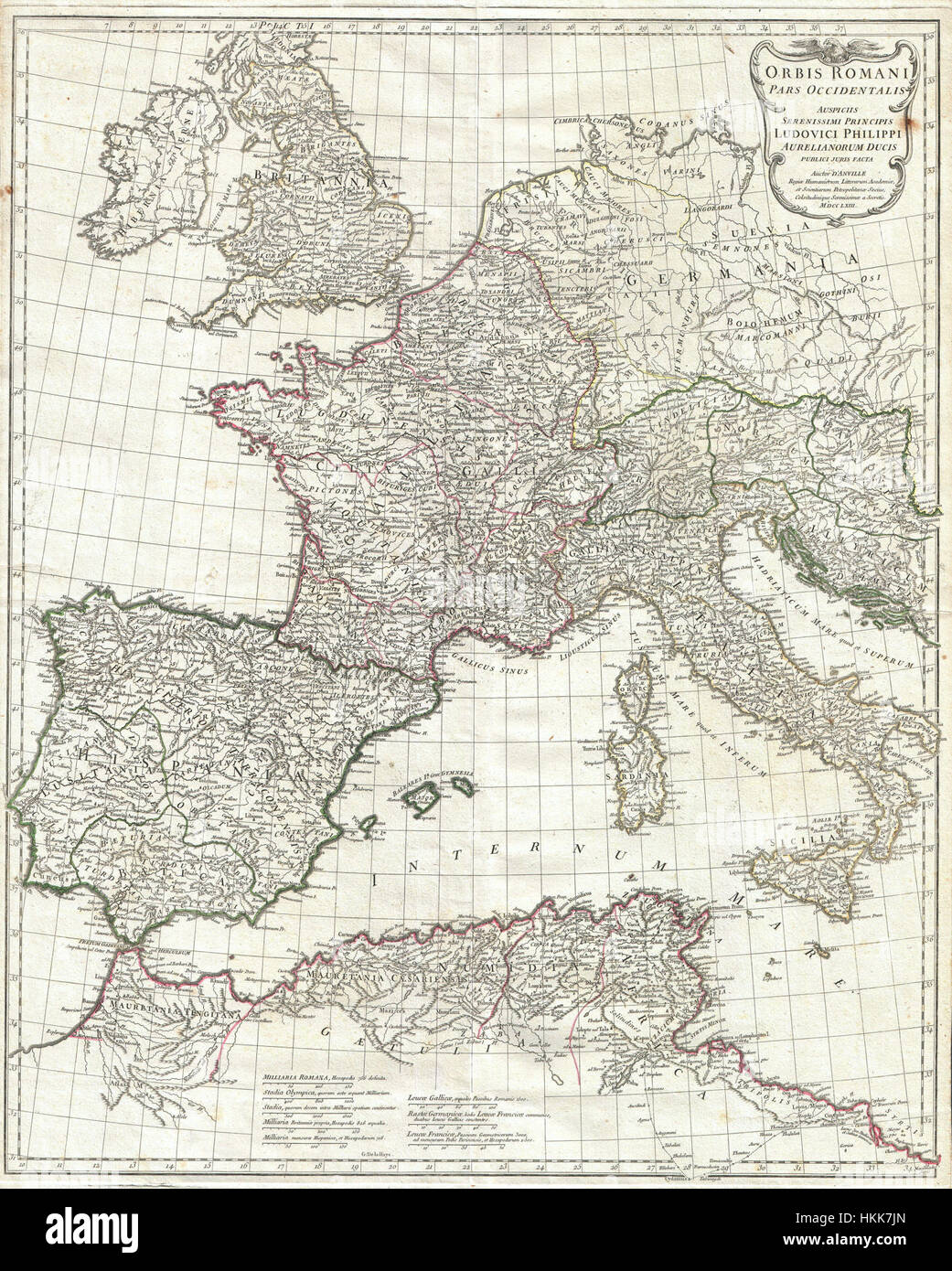 The 1763 Anville map of the Western Roman Empire provides a detailed ...