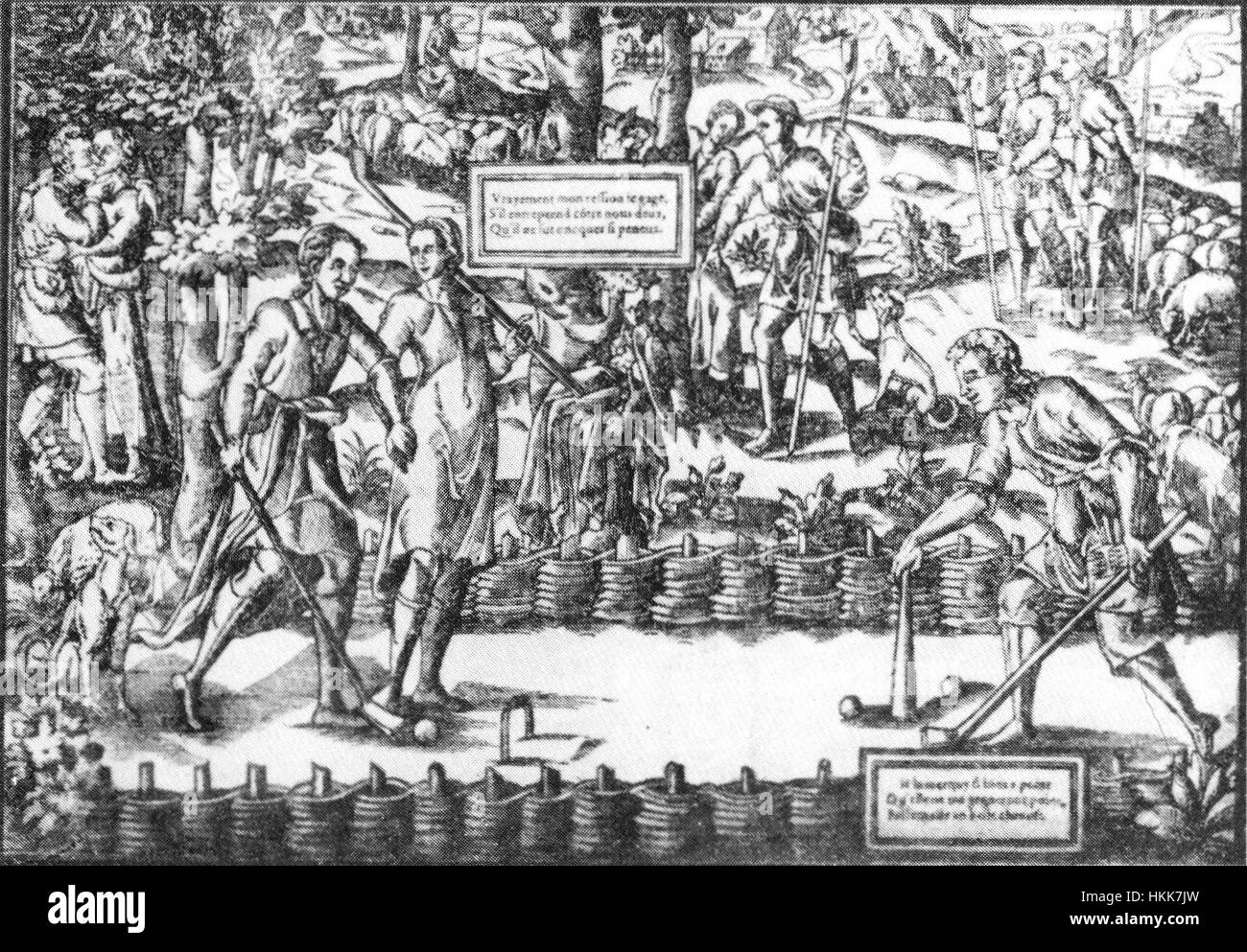 This 1480 painting depicts the game of ground billiards, a form of ...