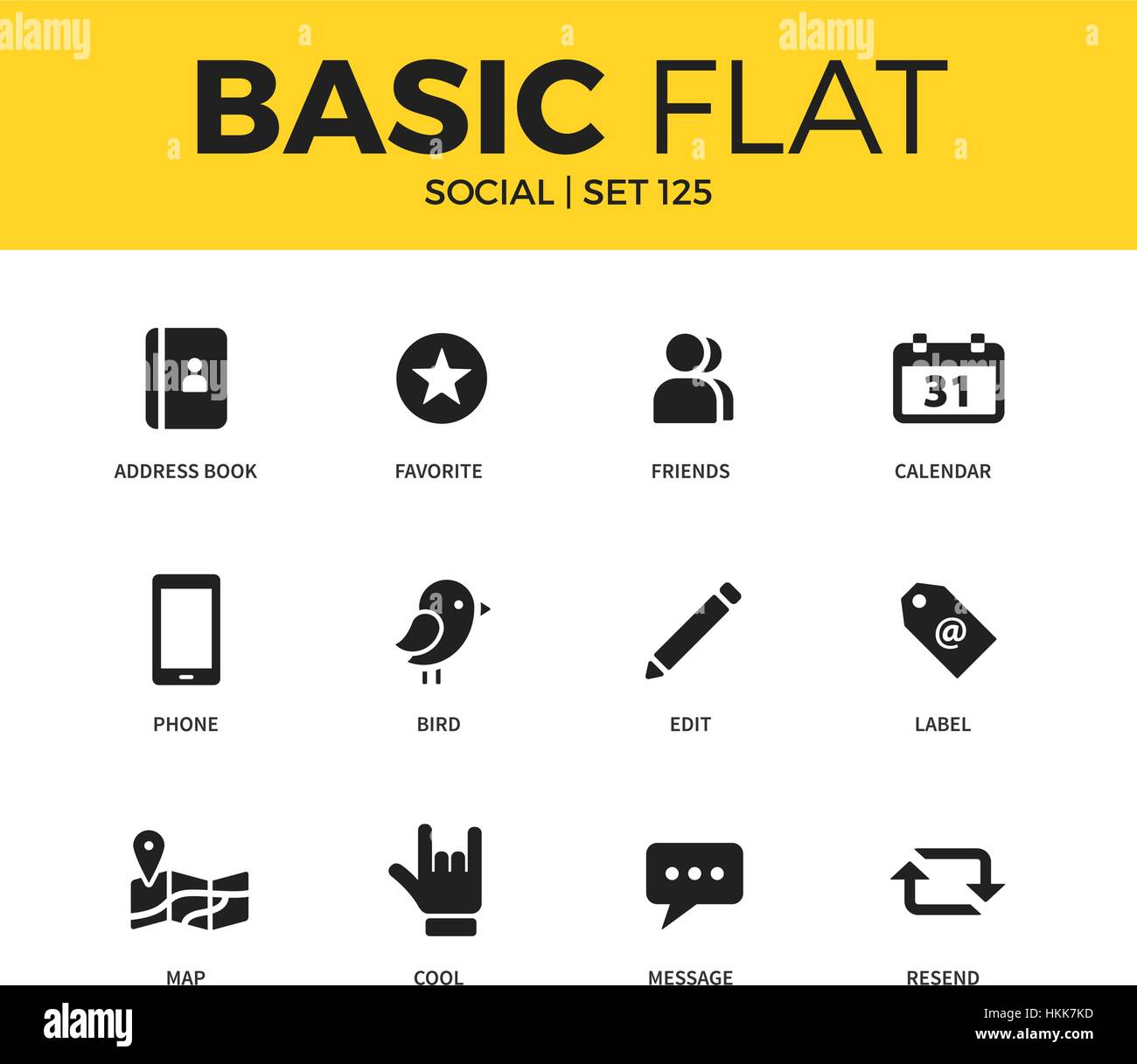 Basic set of Social icons Stock Vector Image & Art - Alamy