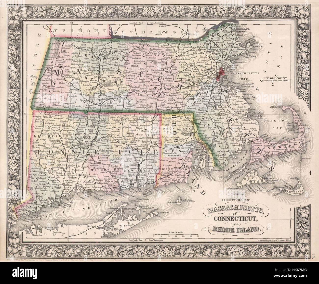 Massachusetts connecticut rhode island map hi-res stock photography and ...
