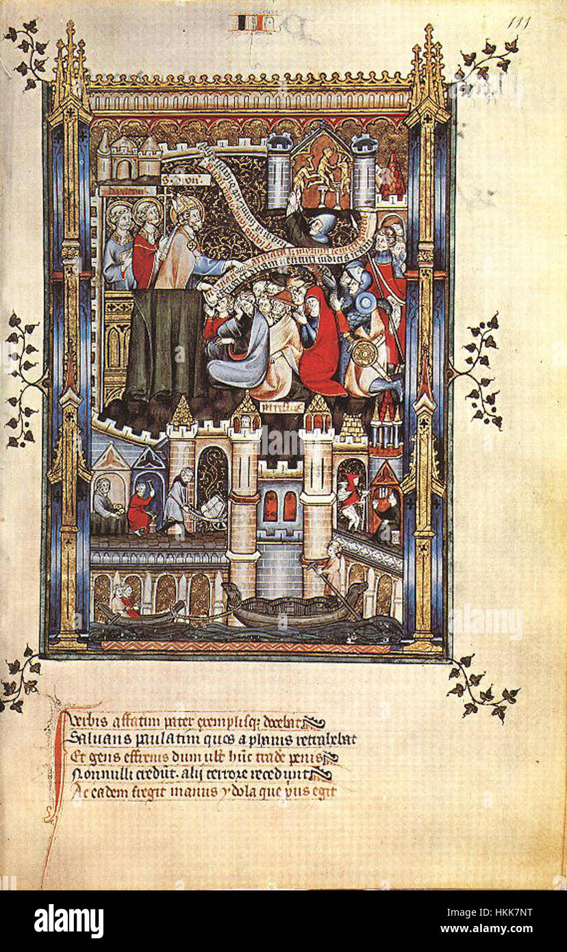 This artwork from the 14th century depicts scenes from the life of St ...