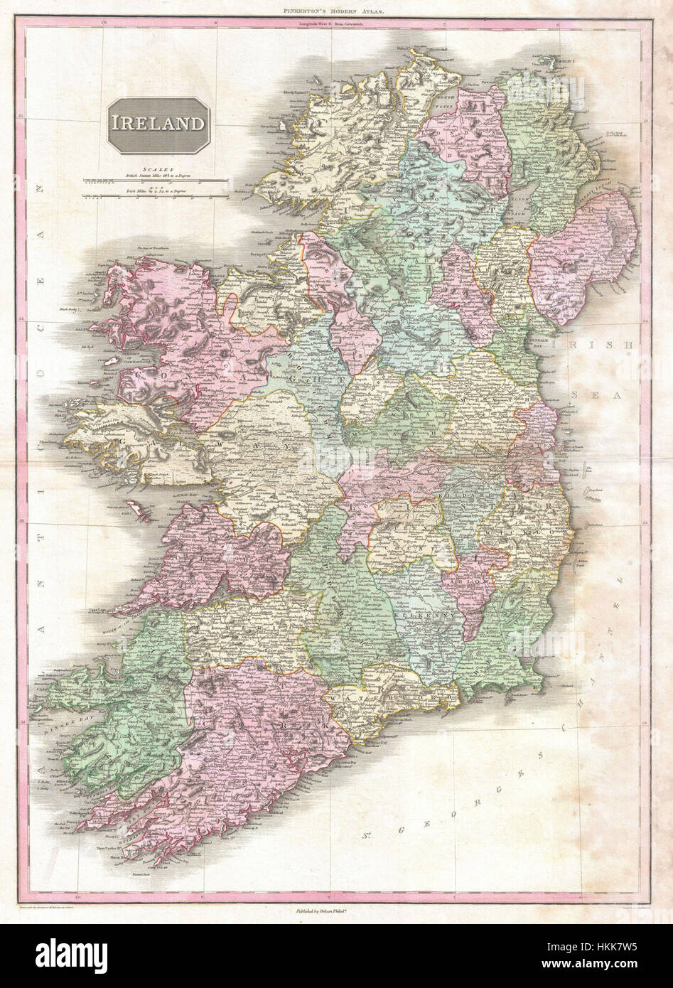 The 1818 Pinkerton Map of Ireland is a detailed cartographic ...