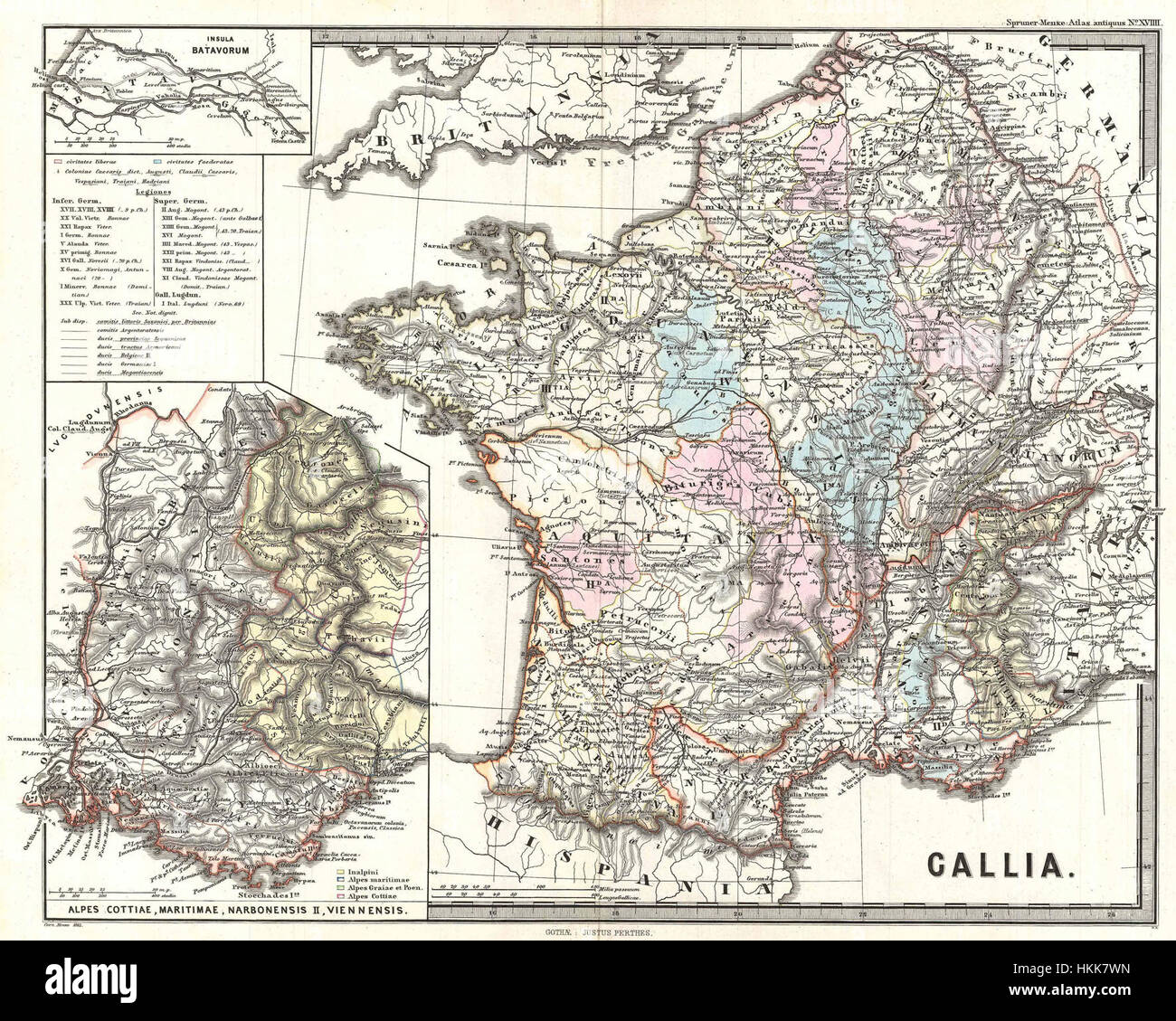 The 1865 Spruner map of France, or Gallia, offers a historical look at ...
