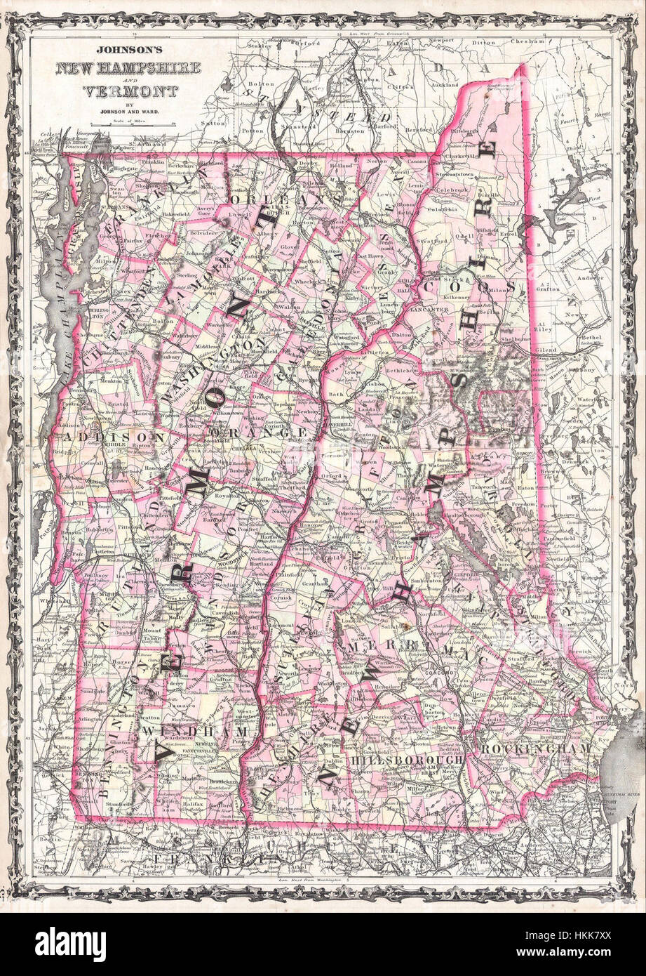 Map of vermont and new hampshire hi-res stock photography and images ...