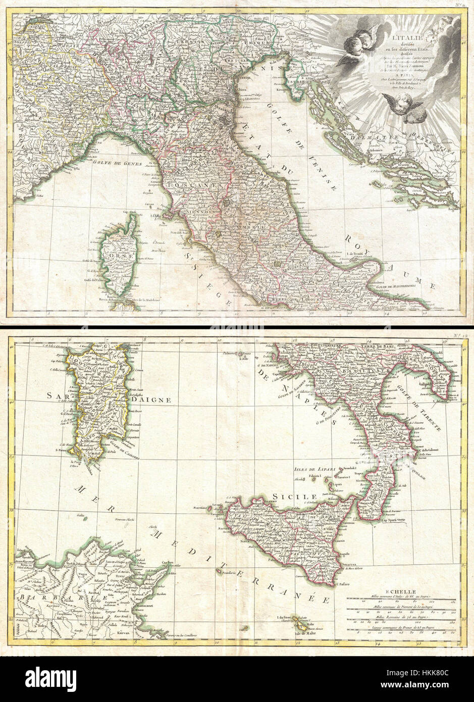 This 1770 two-part map of Italy by Rizzi Zannoni provides a detailed ...