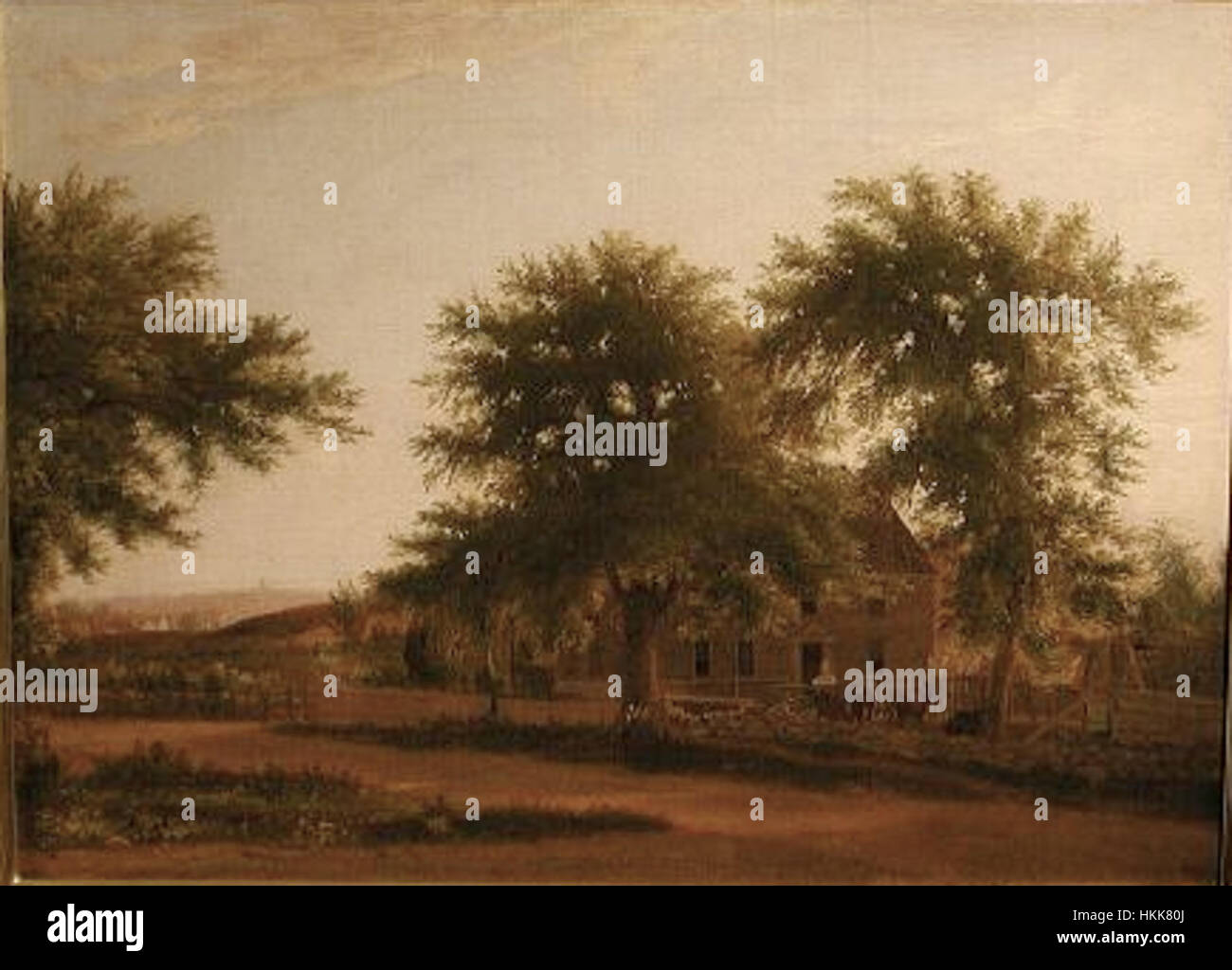 This 1840 painting by S.L. Gerry depicts a rural homestead near Boston ...