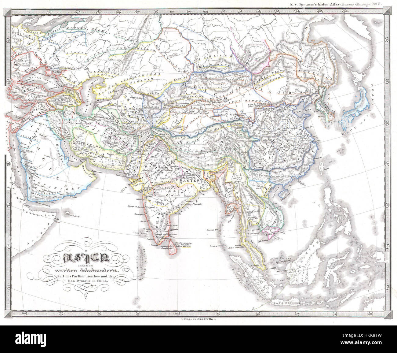 This 1855 map of Asia by Spruner depicts the region at the end of the ...