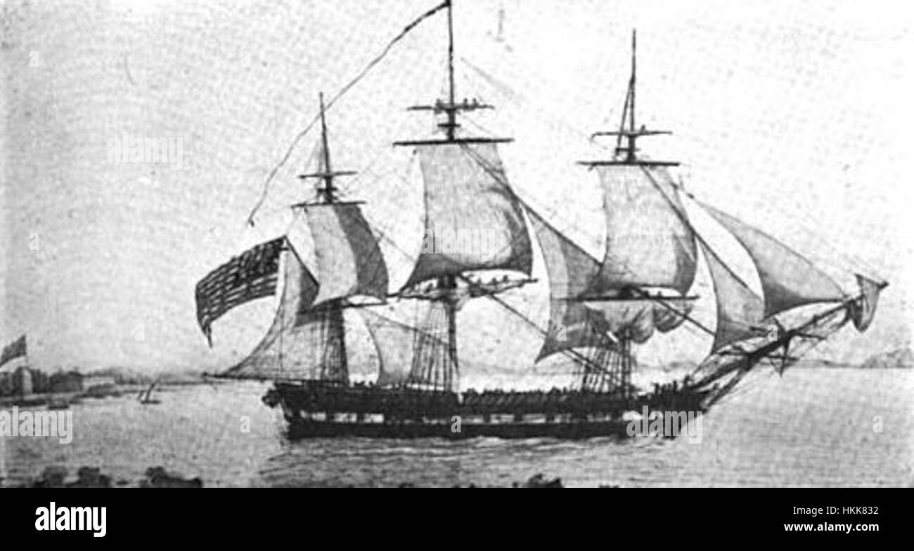 This 1799 painting depicts the ship America of Salem, created by artist ...