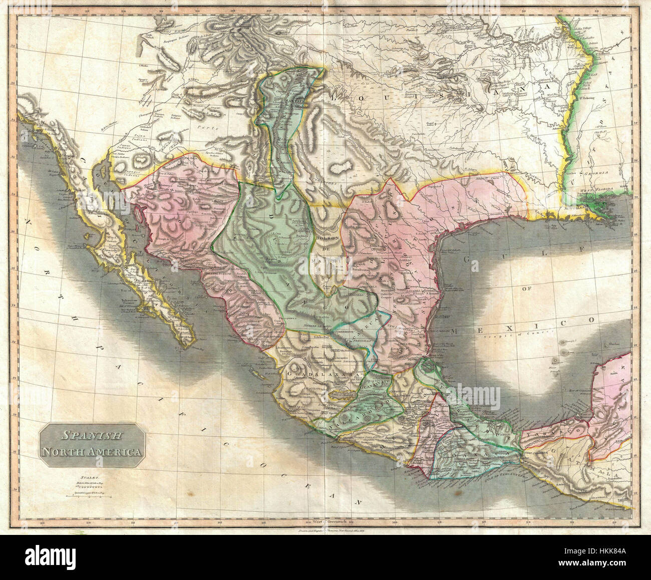 This 1814 map of Mexico and Texas by Thomson showcases the geographical ...