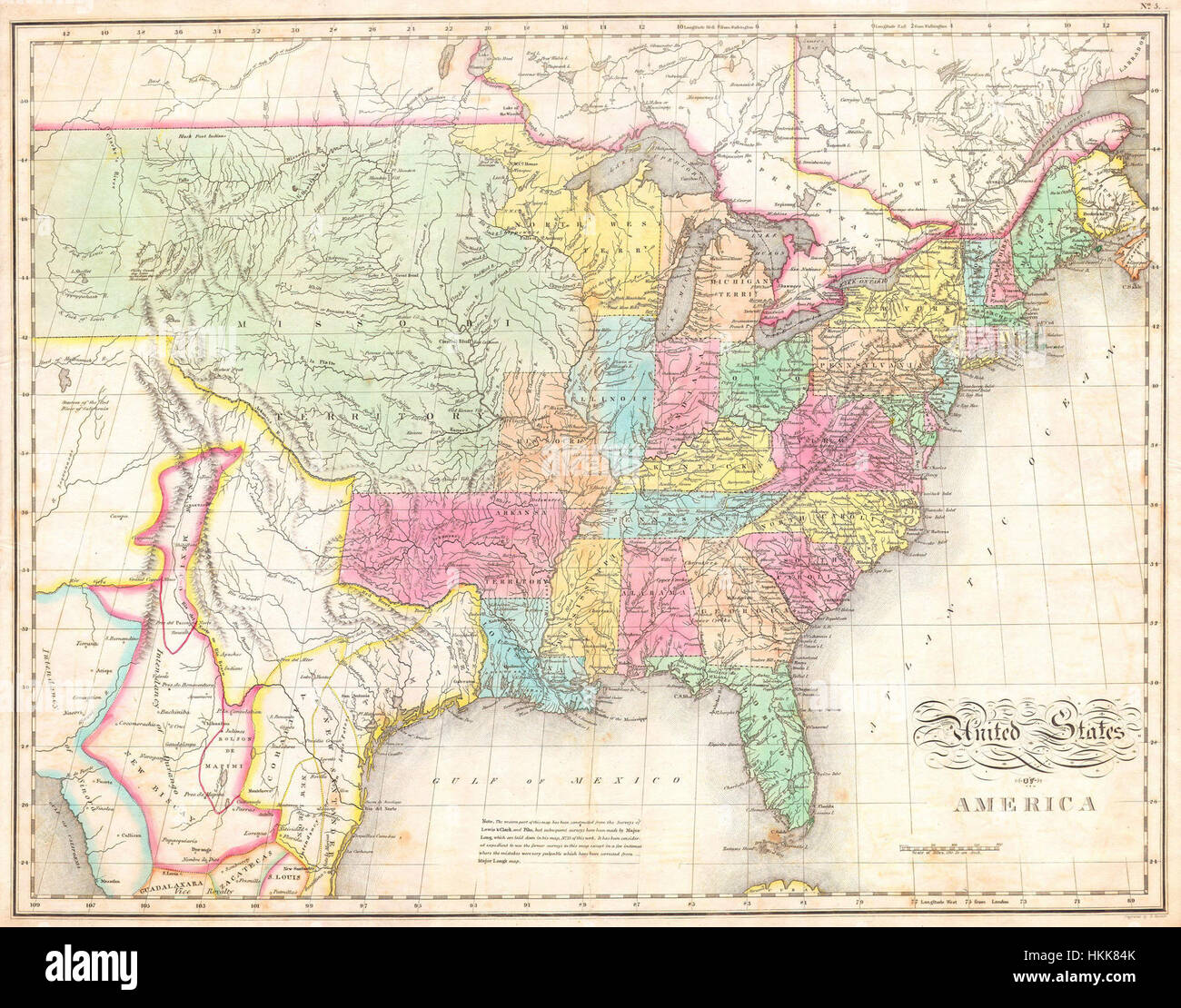 This 1823 Melish map of the United States offers a detailed ...