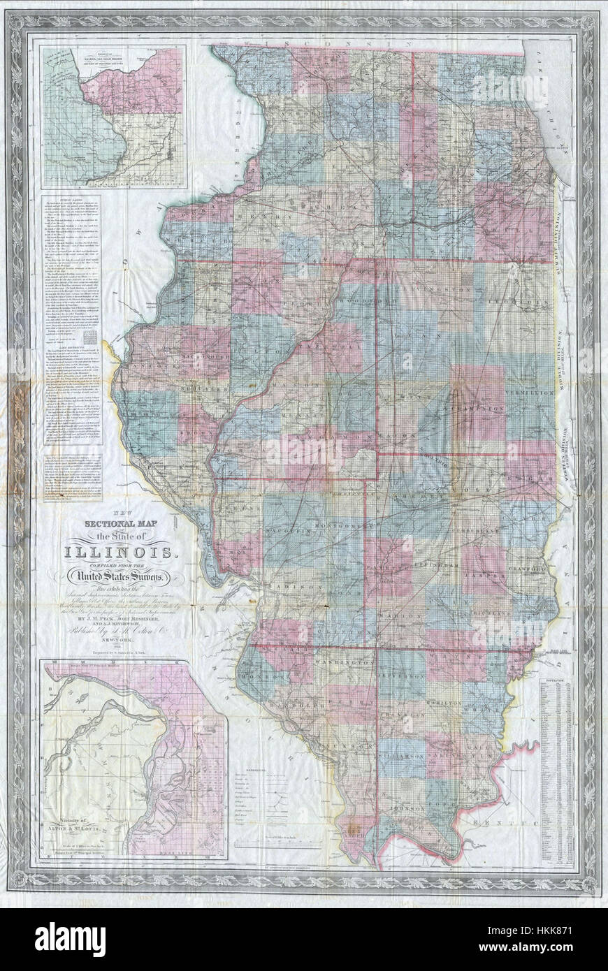 State of illinois map with counties hi-res stock photography and images ...
