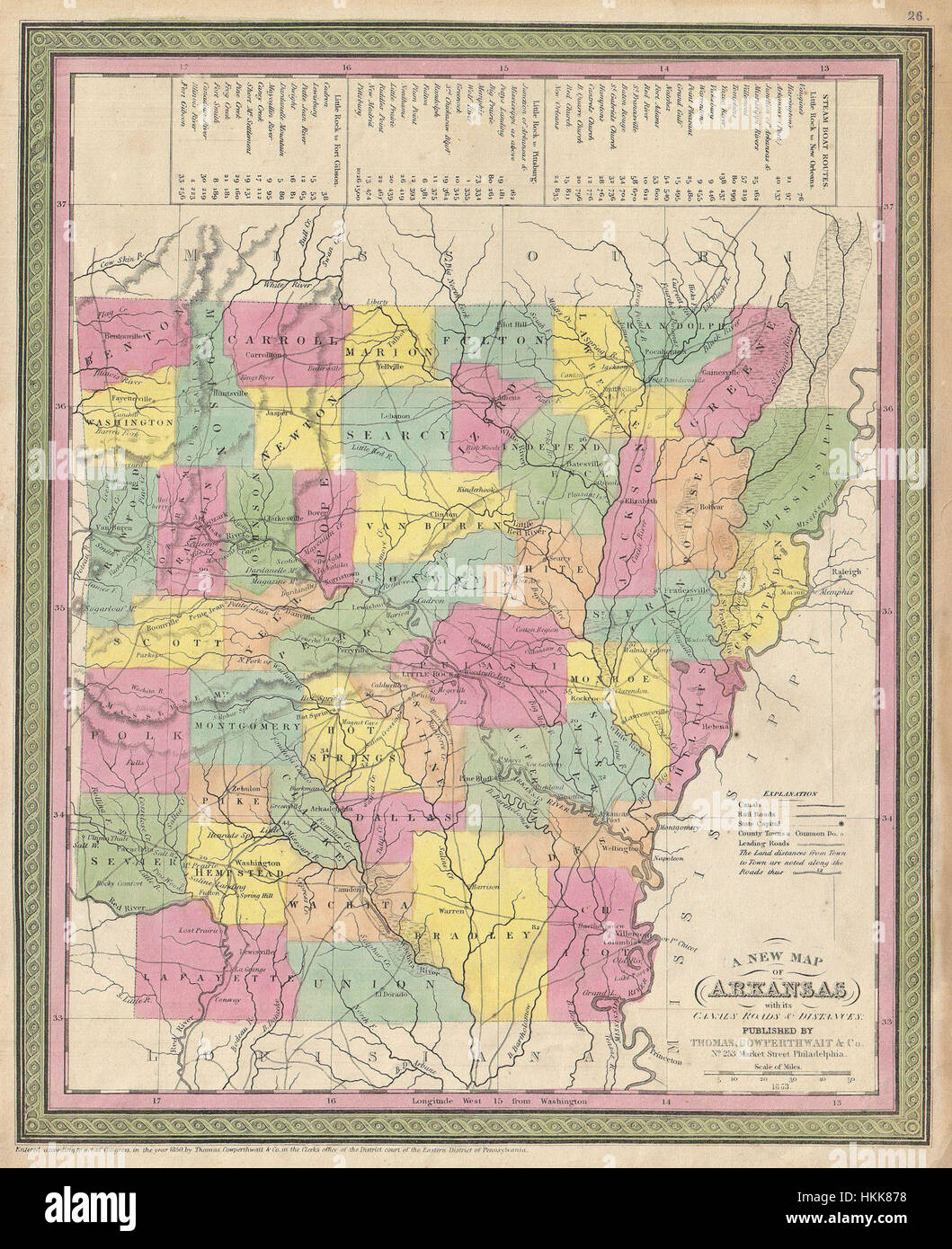 Antique map of arkansas hi-res stock photography and images - Alamy