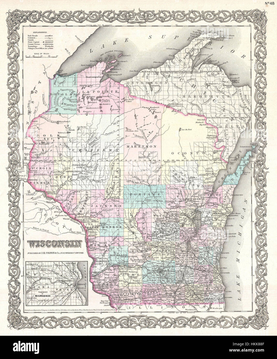 Map of wisconsin state hi-res stock photography and images - Alamy
