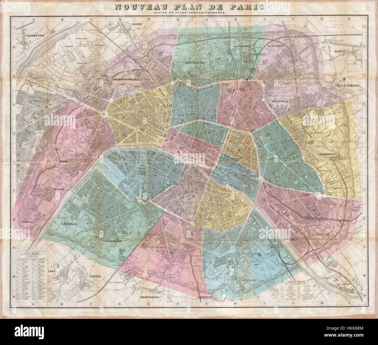 Paris map 19th century hi-res stock photography and images - Alamy