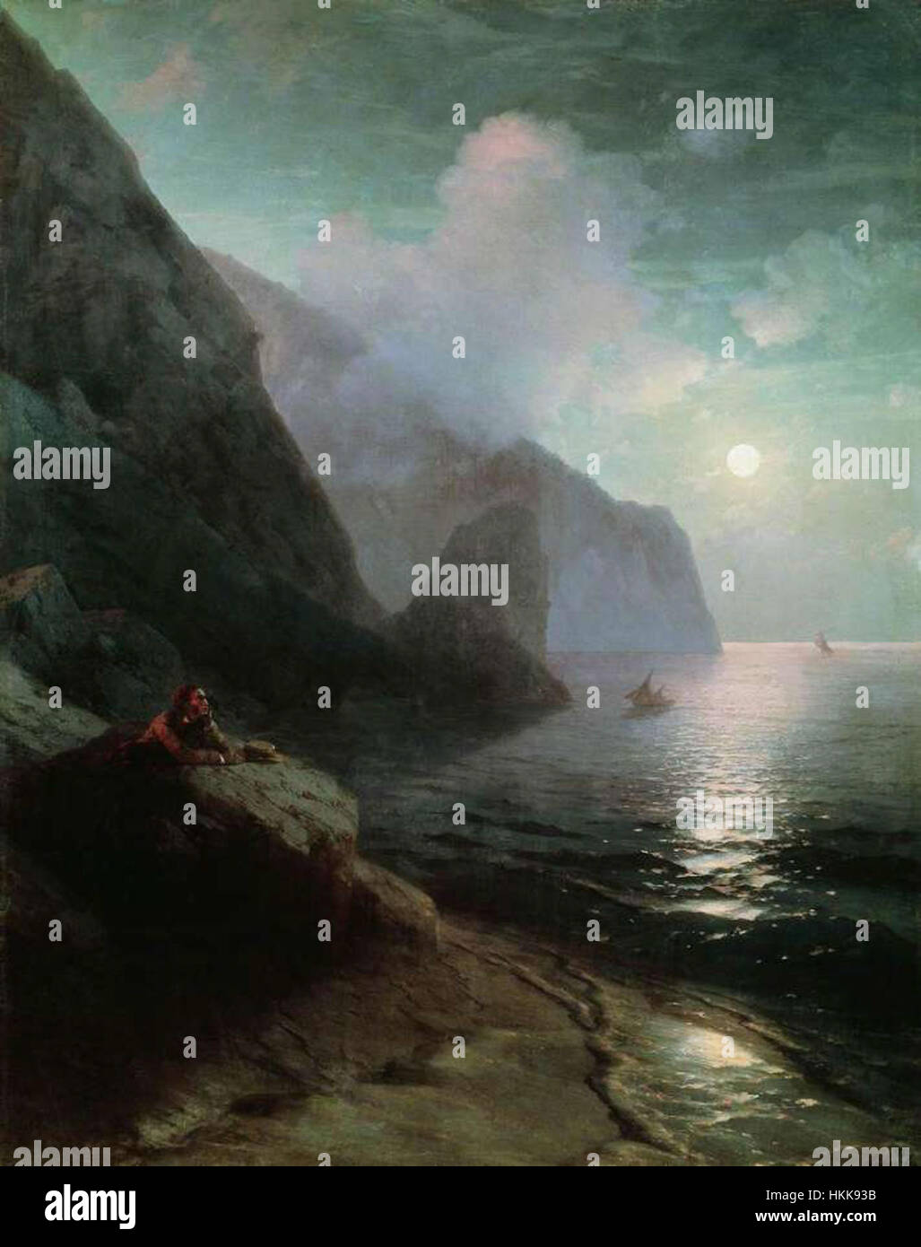 Aivazovsky’s painting depicts Russian poet Alexander Pushkin near the ...