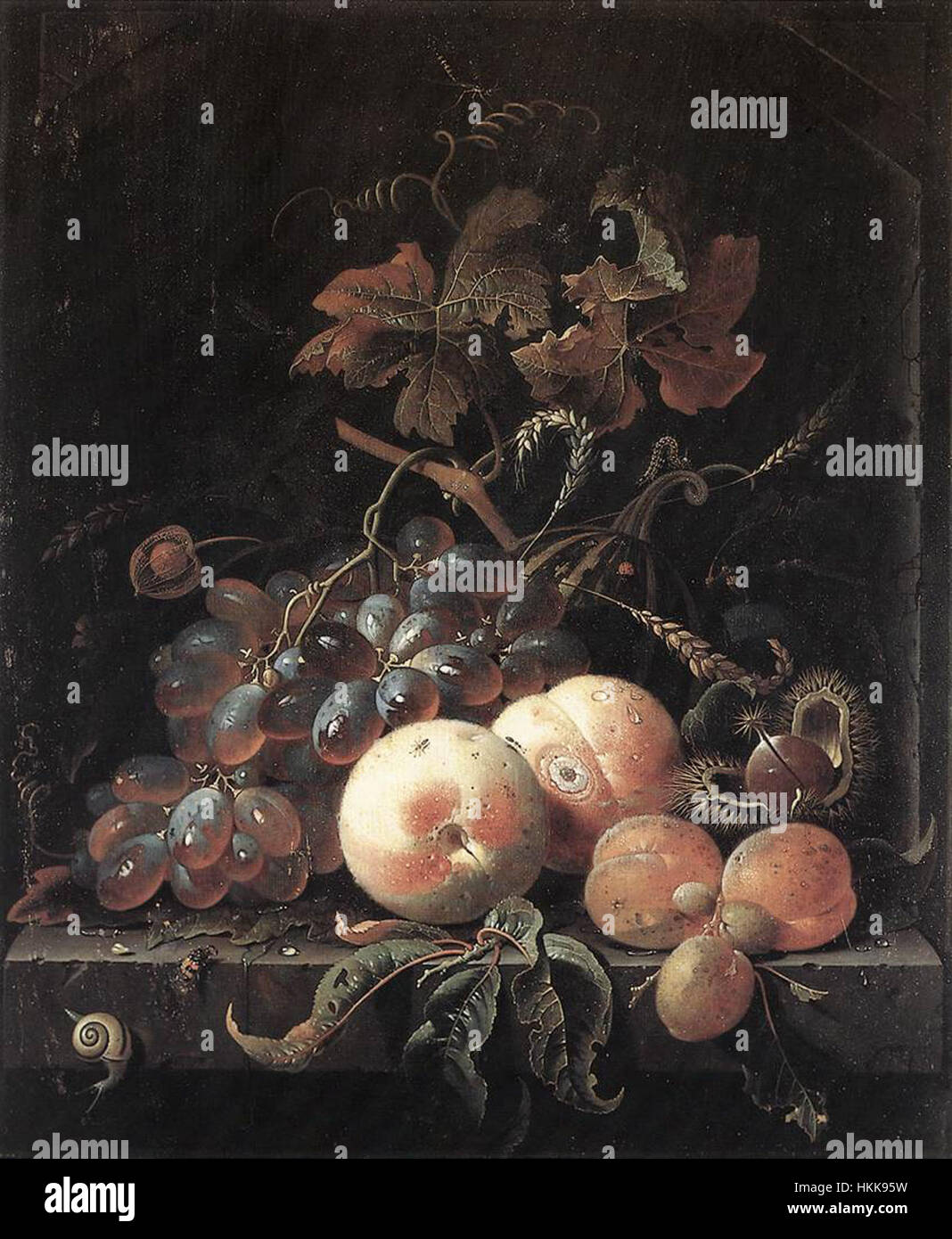 This still-life painting by Abraham Mignon, dated around the late 17th ...