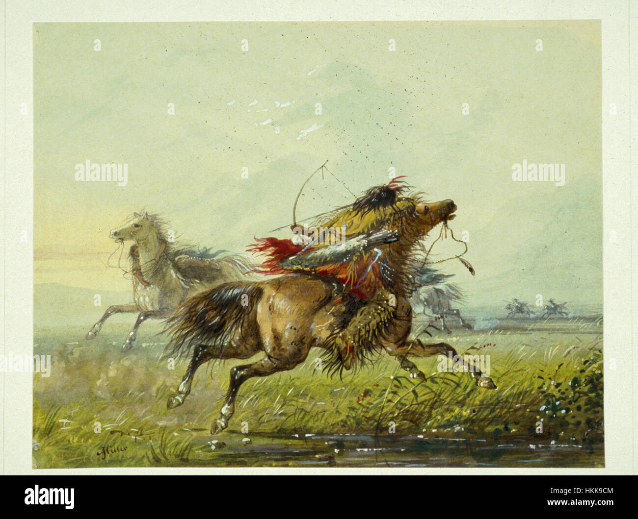 'Dodging an Arrow (Crow)' by Alfred Jacob Miller depicts a Native ...