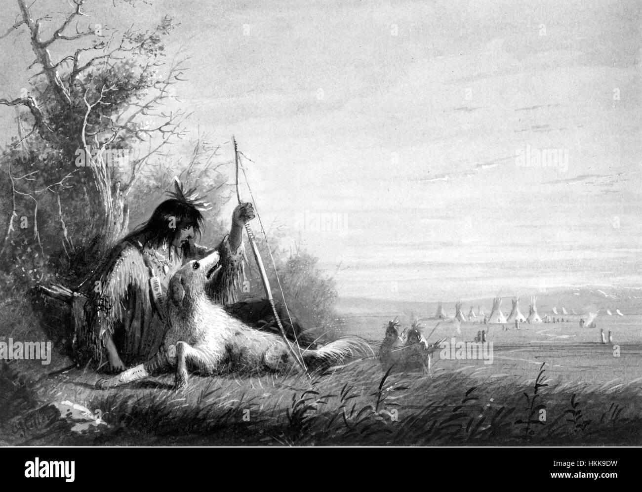 *Indian Runner*, painted by Alfred Jacob Miller, depicts a Native ...