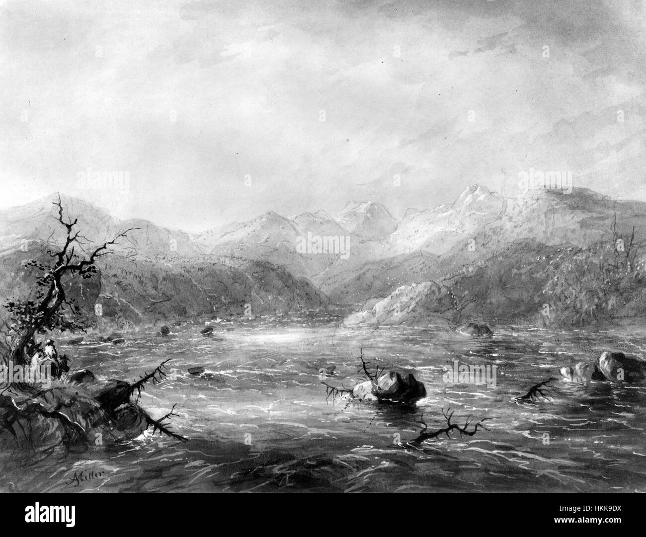 'The Mountain Torrent' by Alfred Jacob Miller captures the wild beauty ...