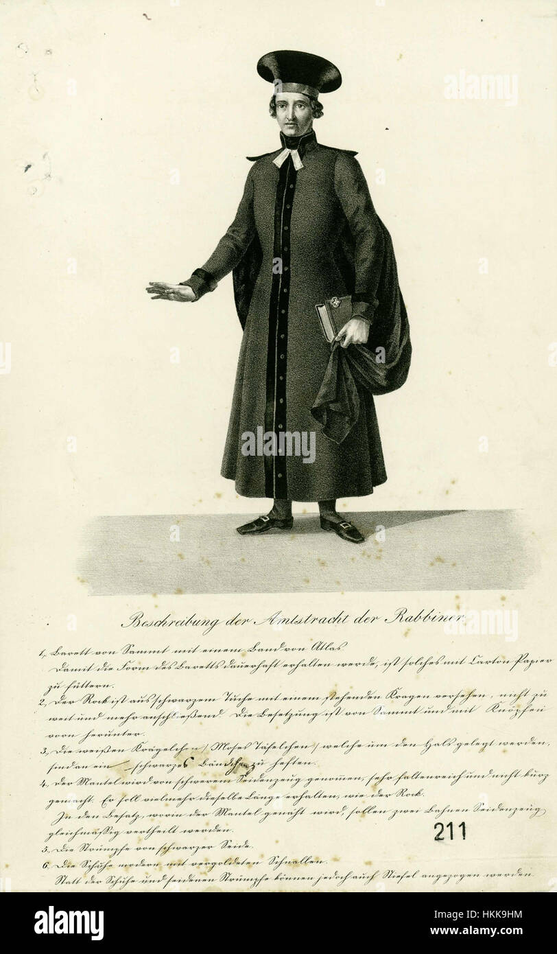 This artwork depicts the traditional attire of the Jewish rabbis from ...