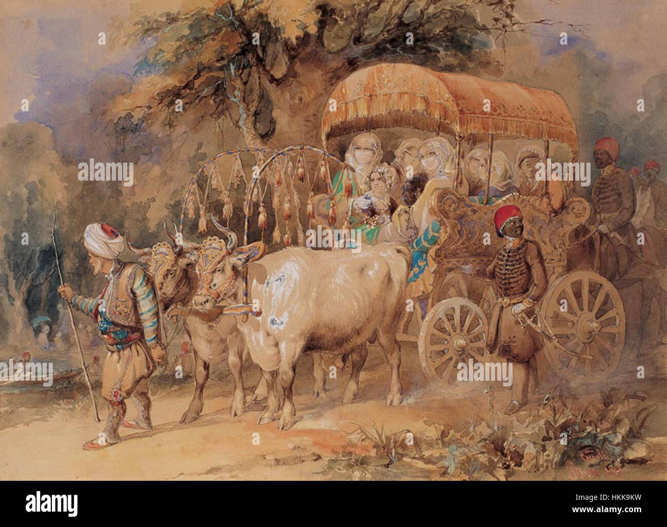 Amedeo Preziosi's painting of an Arabian ox cart showcases a ...