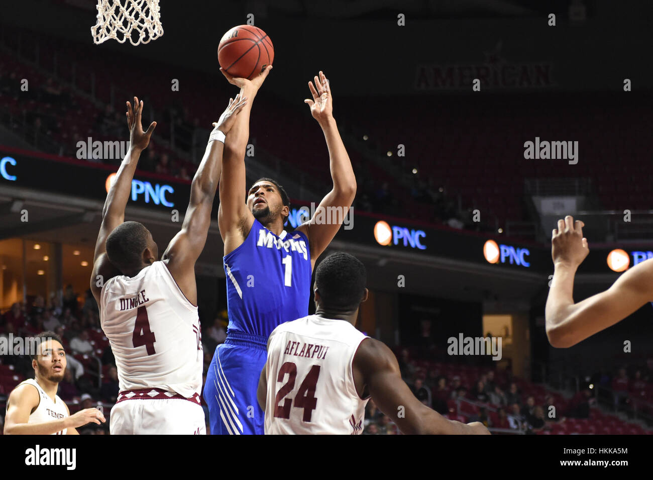 Philadelphia, Pennsylvania, USA. 25th Jan, 2017. Memphis Tigers guard ...