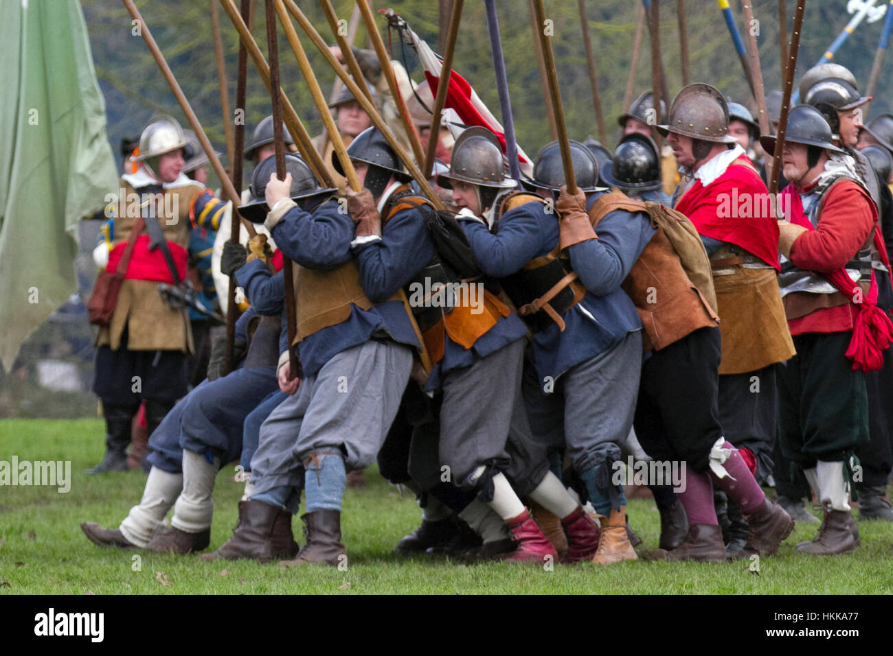 Pikemen in historical costume at Holly Holy Day. Nantwich, Cheshire, UK ...