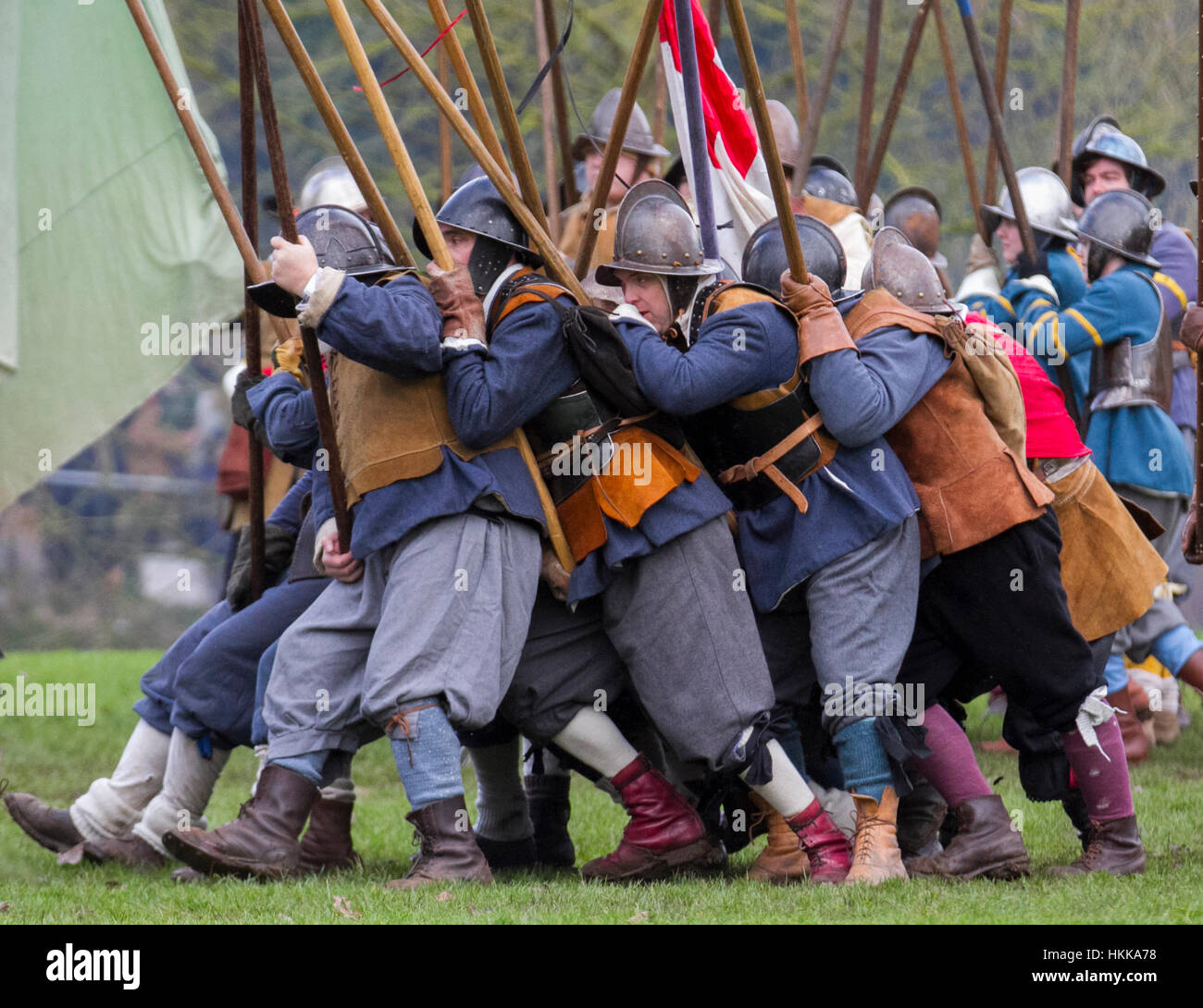 Pikemen in historical costume at Holly Holy Day. Nantwich, Cheshire, UK ...