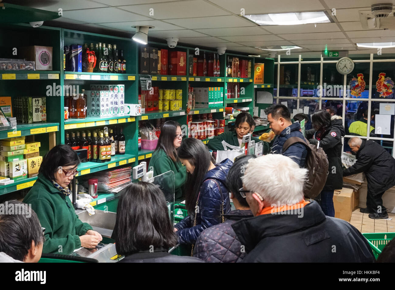 Shoppers at SeeWoo Supermarket on Lisle Street in Chinatown, London ...