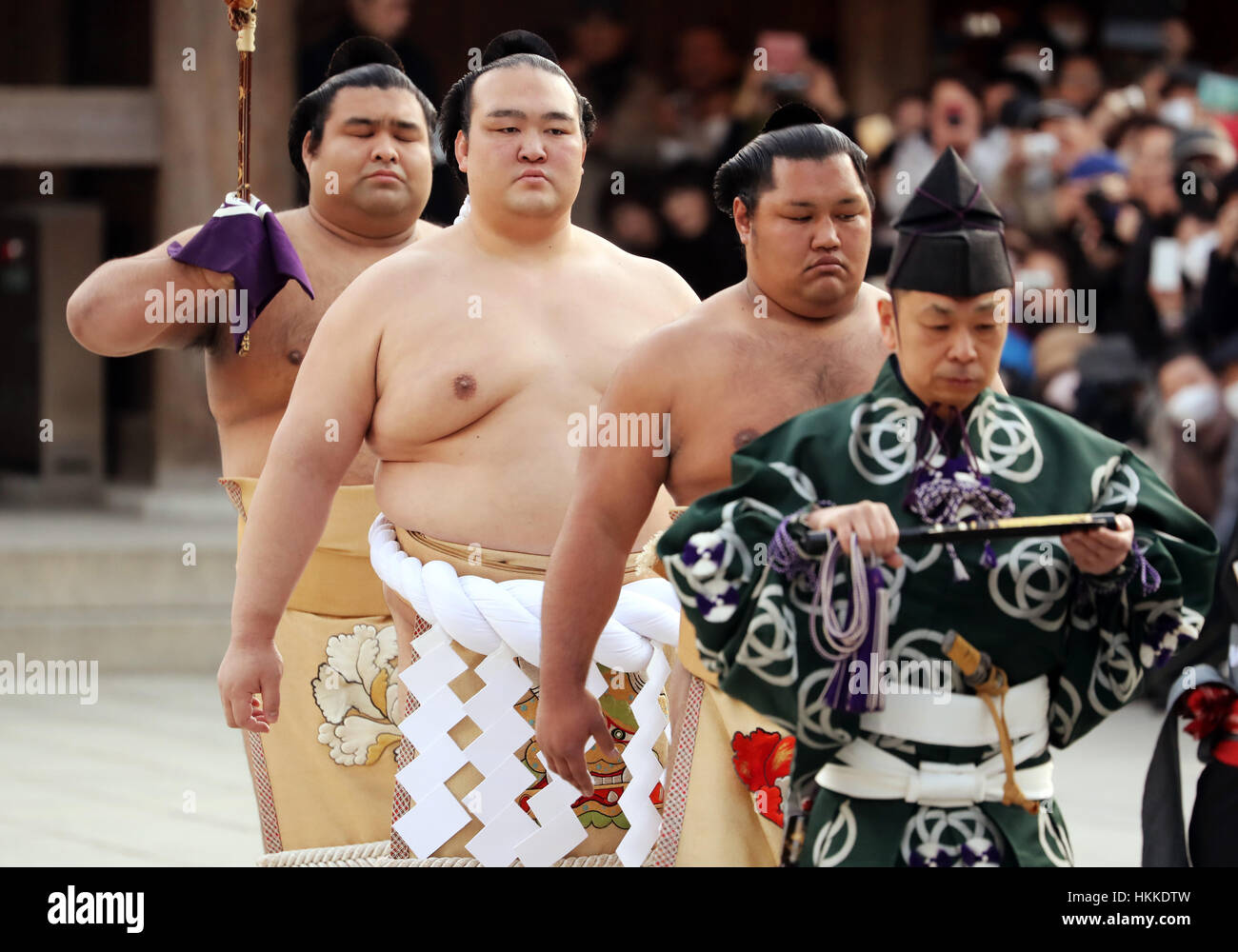 Tokyo, Japan. 27th Jan, 2017. Newly promoted Sumo grand champion ...