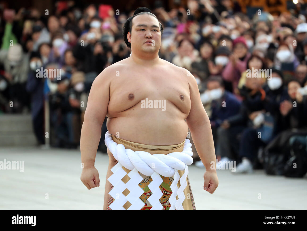 Tokyo, Japan. 27th Jan, 2017. Newly promoted Sumo grand champion ...