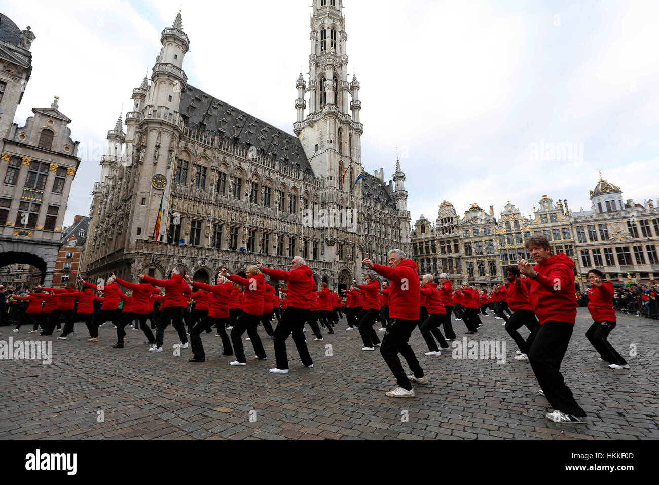 Brussels, Belgium. 28th Jan, 2017. People perform Taiji to celebrate ...